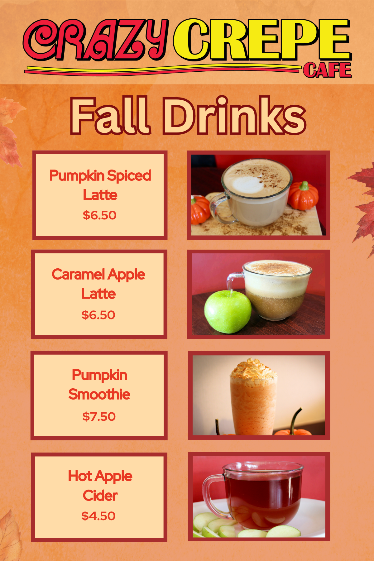 Menu | Crazy Crepe Cafe